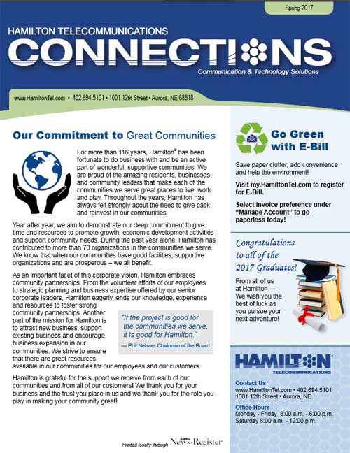 Newsletters – Hamilton Telecommunications • Aurora, NE